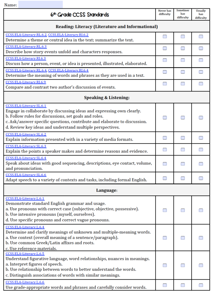 Common Core Teacher Input Forms for IEPs - Super Power Speech