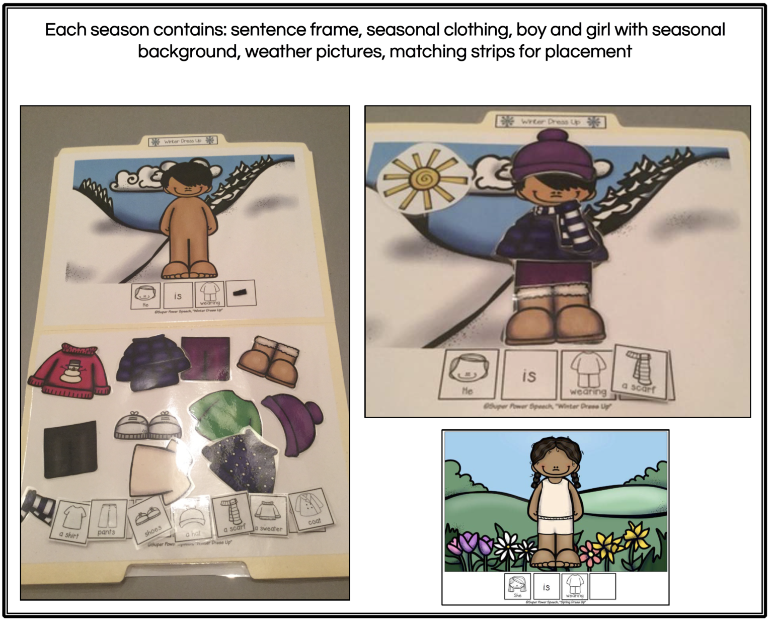 Seasonal Dress Up File Folder Activities - Super Power Speech