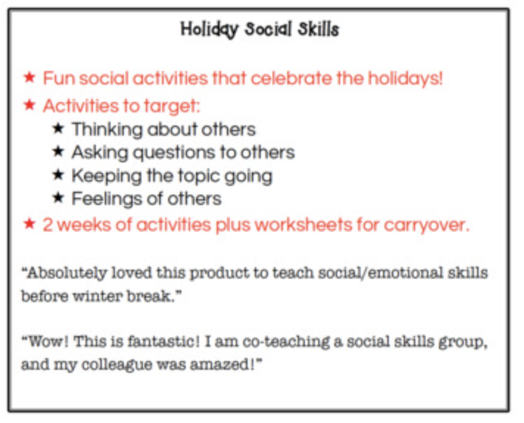 Holiday Social Skills - Super Power Speech