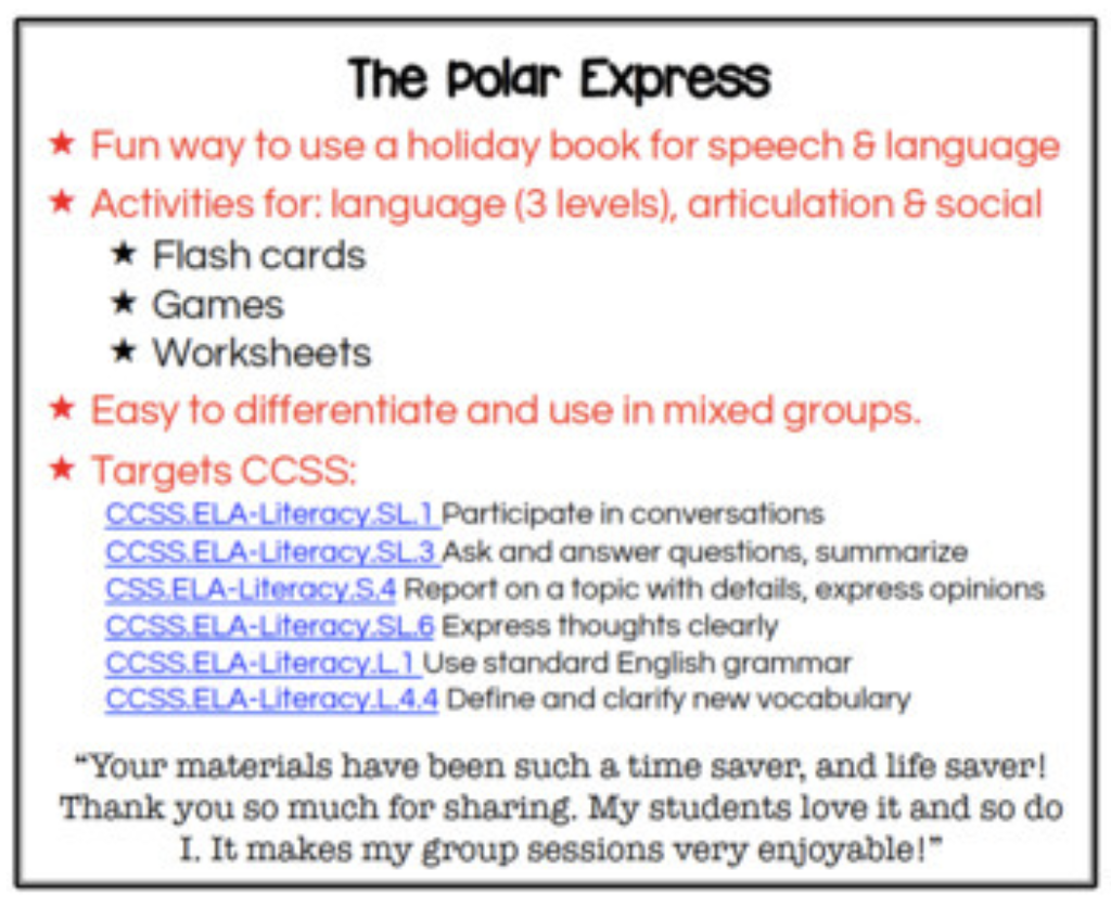 Polar Express (Speech Therapy Book Companion) - Super Power Speech