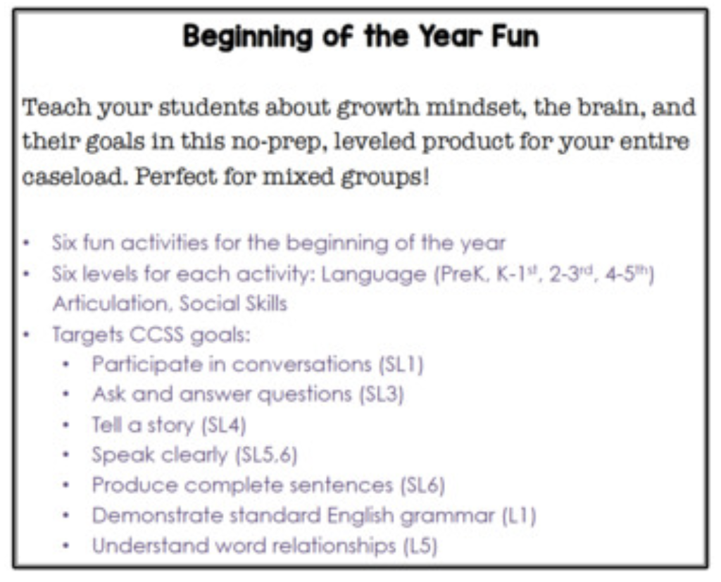 Beginning of the Year Fun for Speech Therapy (Growth mindset) - Super ...